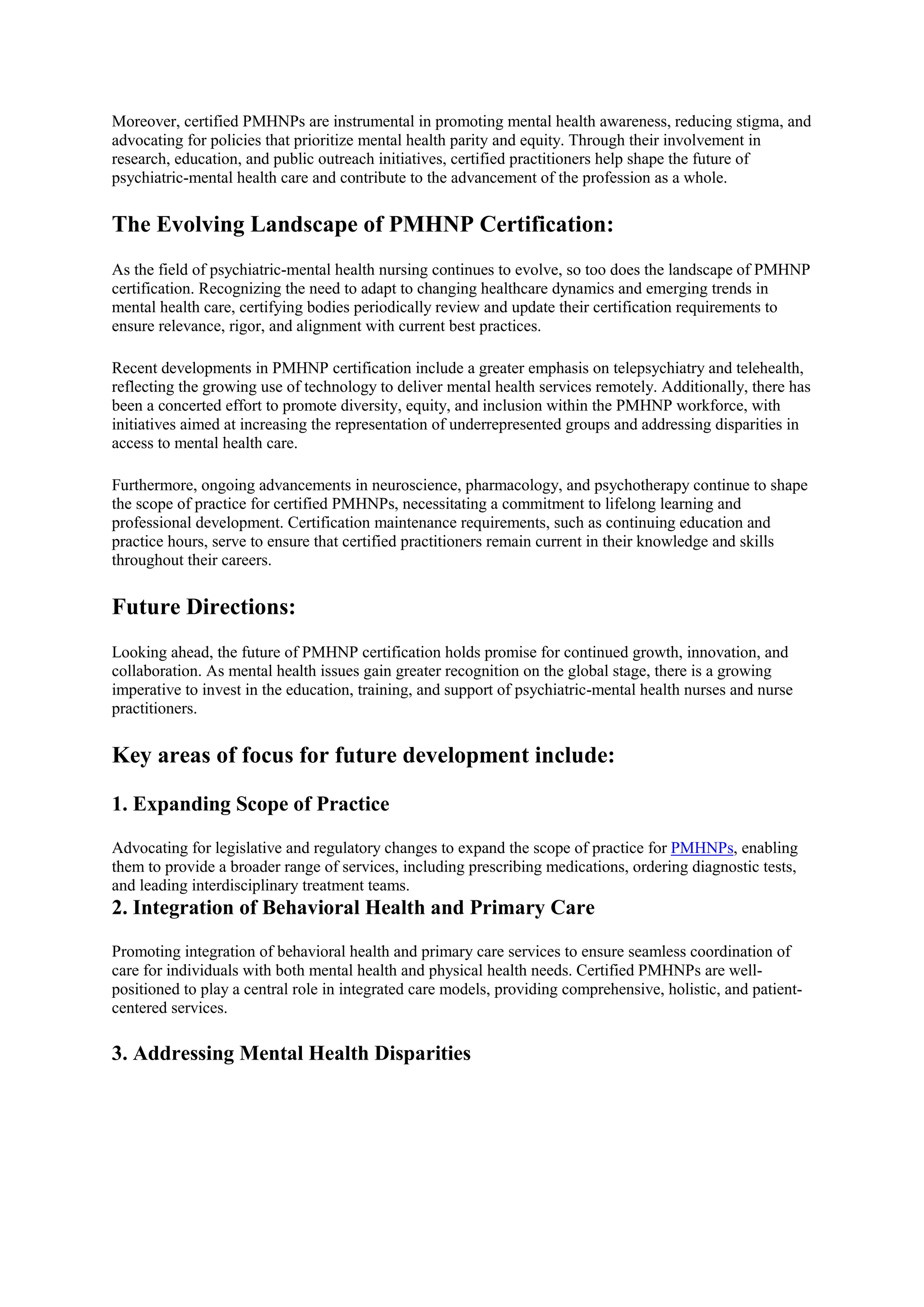 PMHNP Certification: A Pathway to Excellence in Mental Health Care | PDF