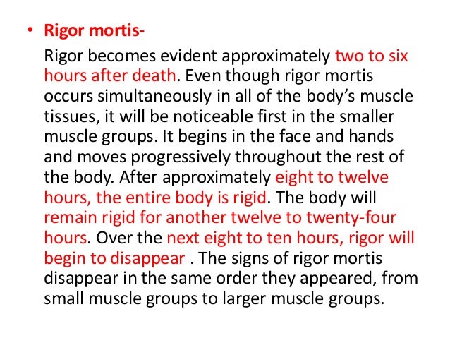 Algor Mortis Timeline