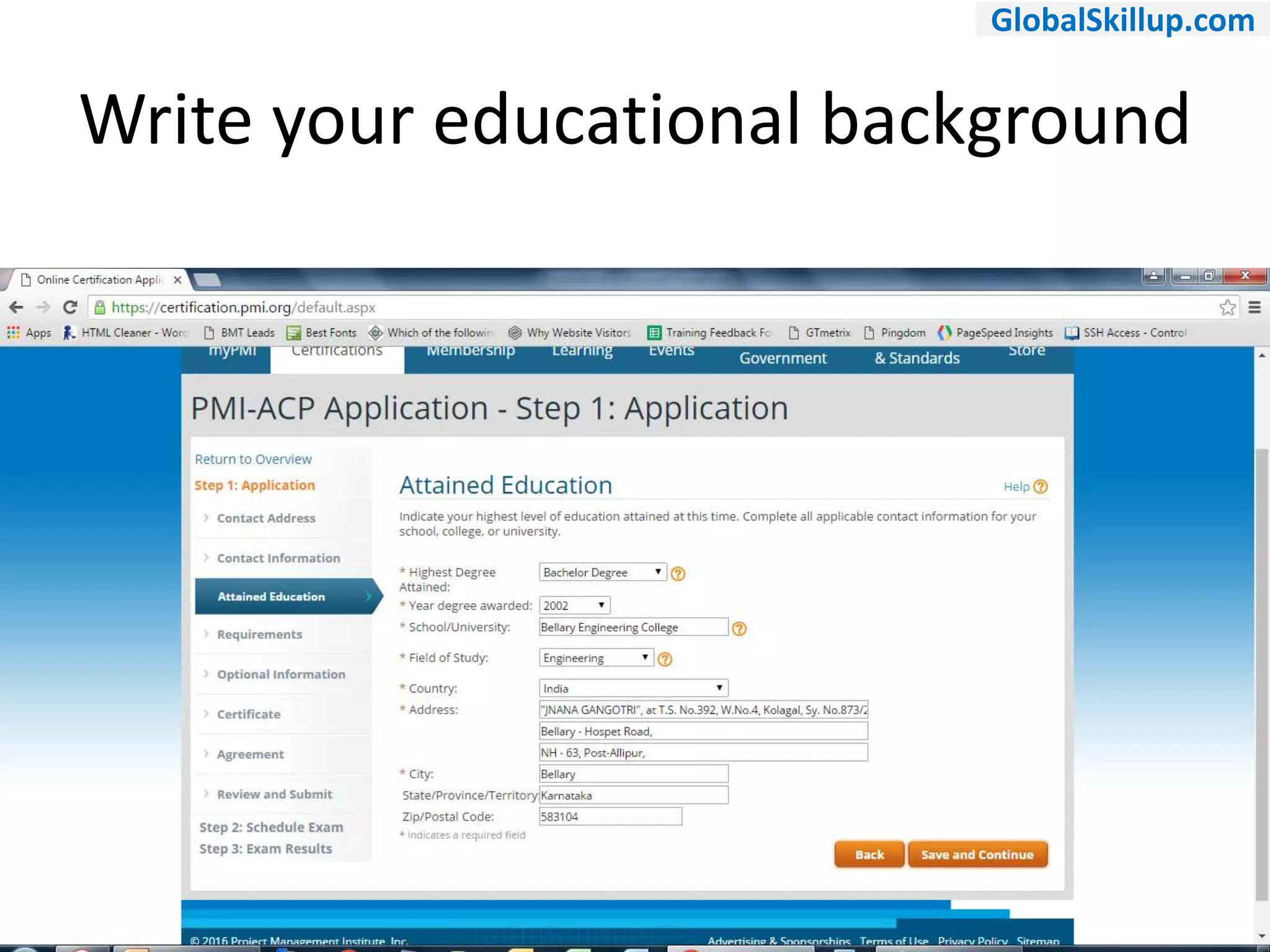 Easy 1-2-3 like Steps for PMI ACP Application Submission for Exam | PPTX