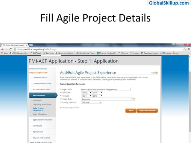 Easy 1-2-3 like Steps for PMI ACP Application Submission for Exam | PPTX