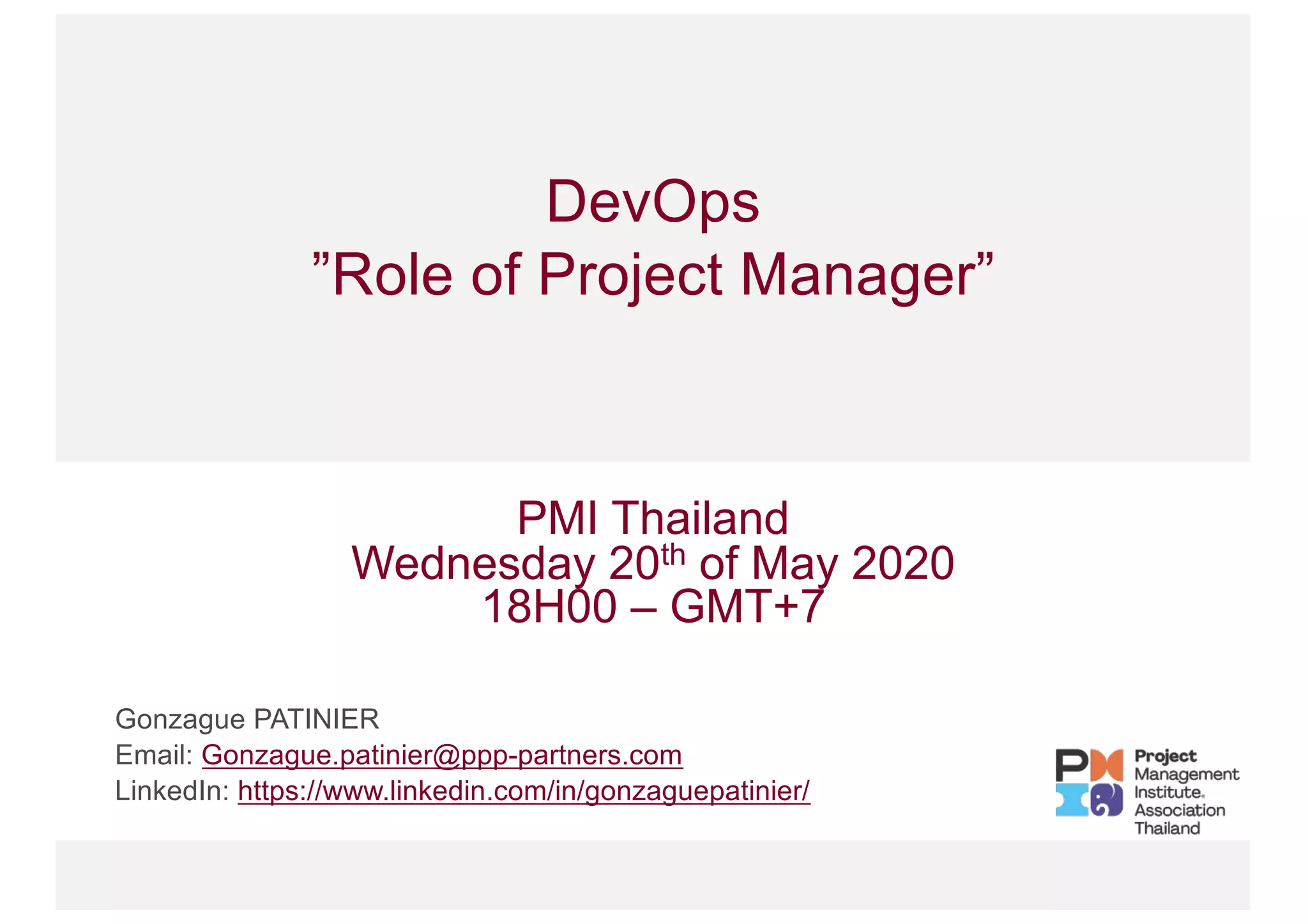 PMI Thailand: DevOps / Roles of Project Manager (20-May-2020) | PPT