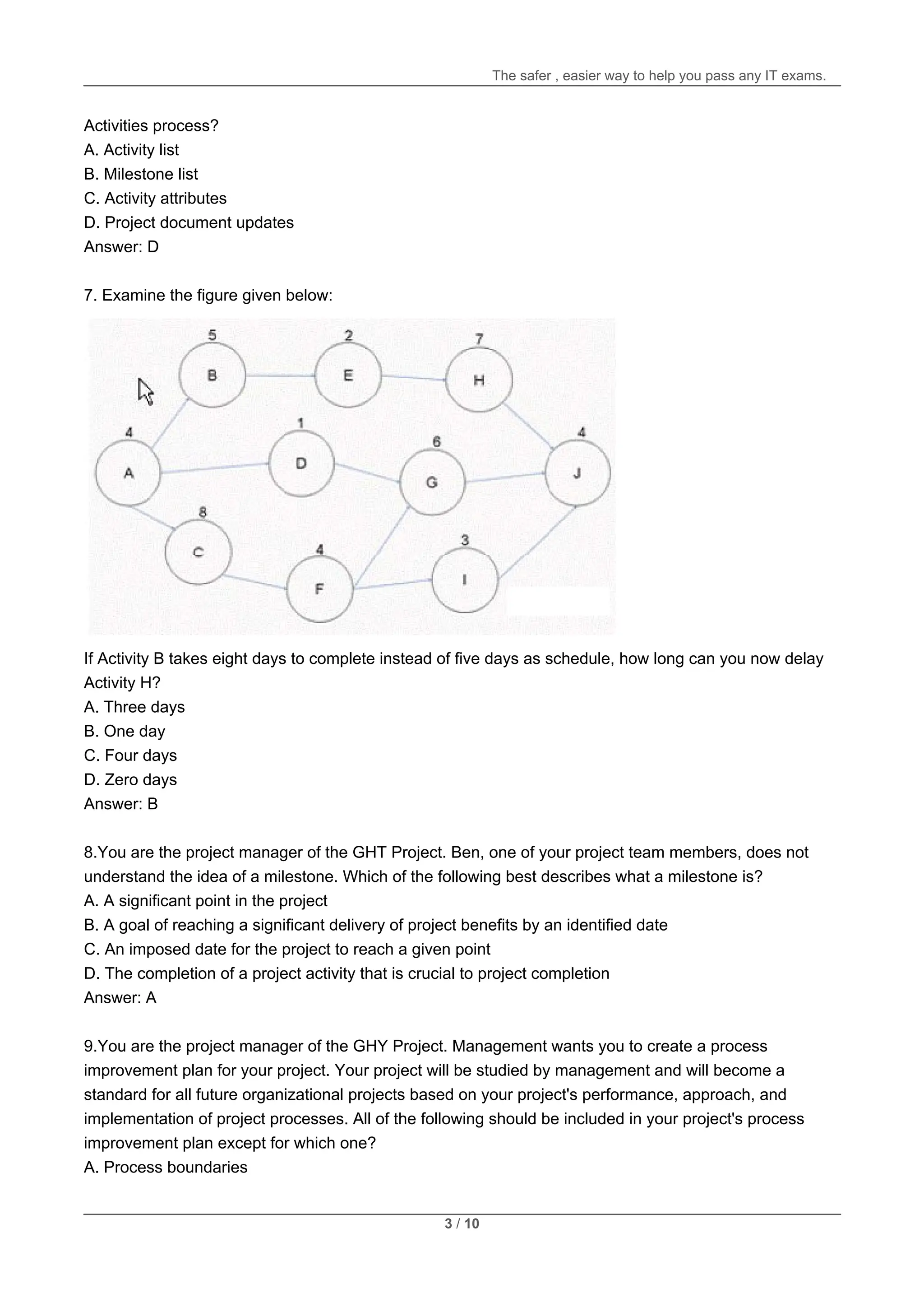PMI-SP sample exam q and a for schedule exam | PDF