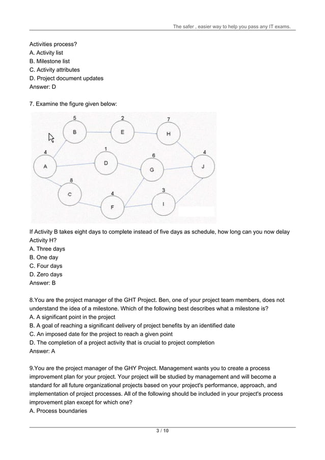 PMI-SP sample exam q and a for schedule exam | PDF