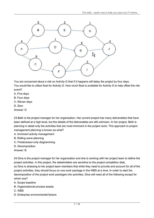 PMI-SP sample exam q and a for schedule exam | PDF
