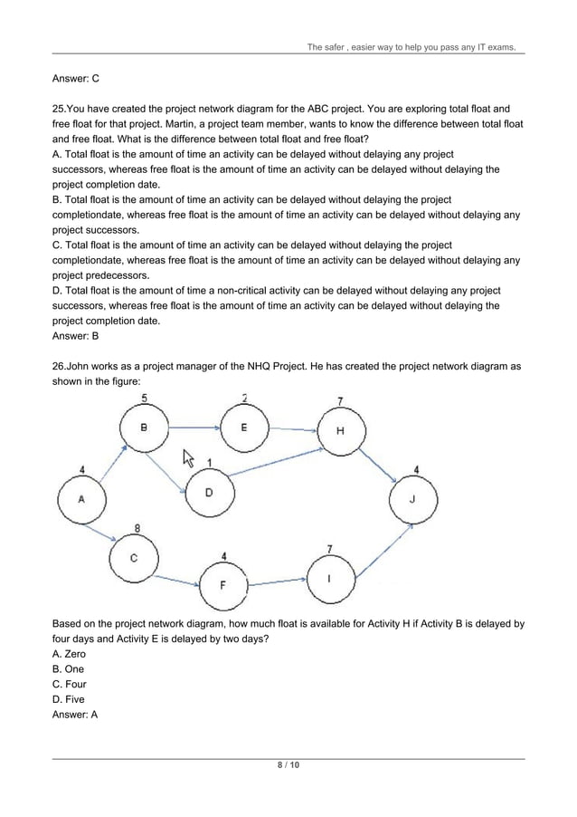 PMI-SP sample exam q and a for schedule exam | PDF