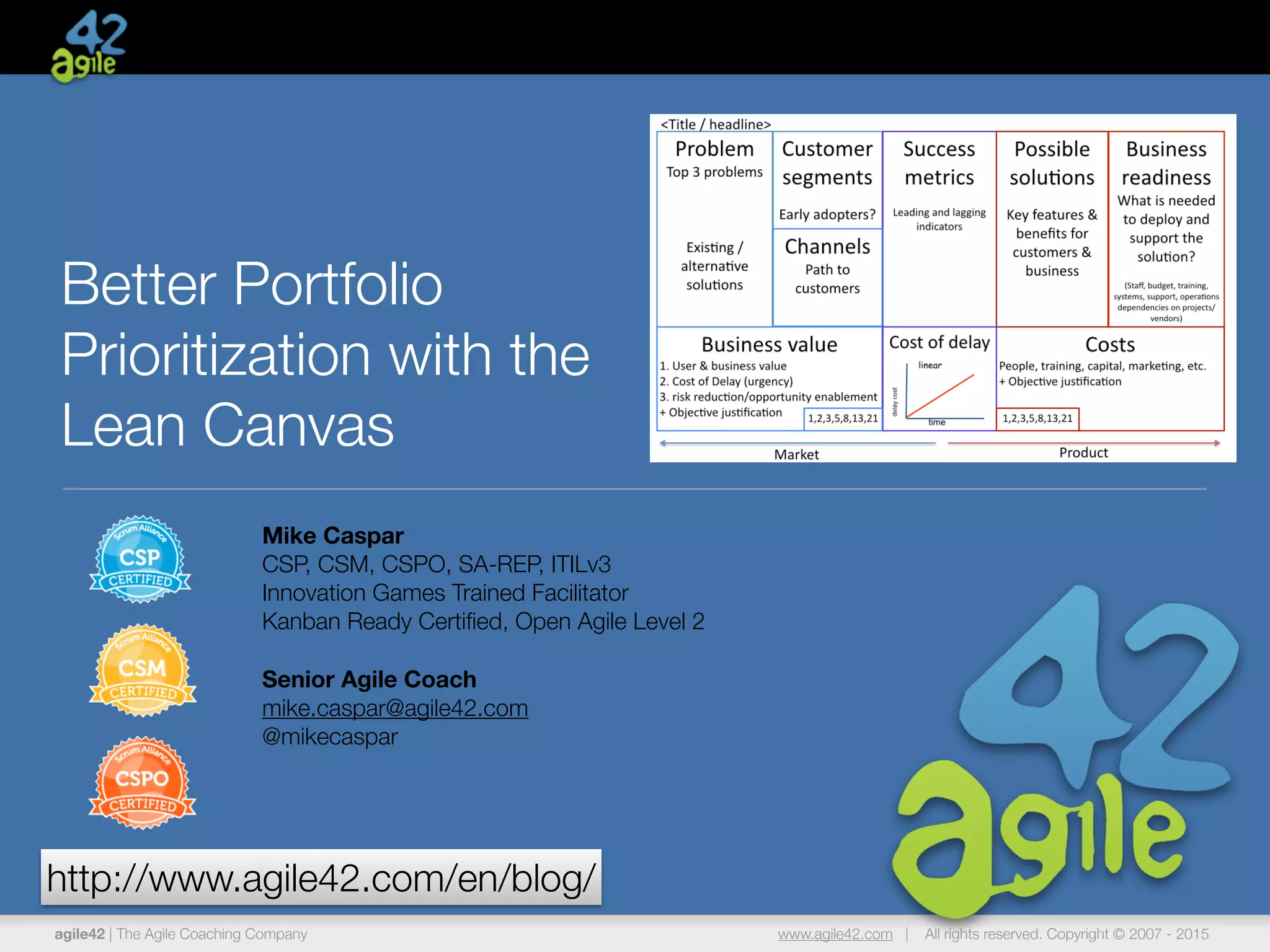 Portfolio prioritization with lean canvas and value game for PMI ...