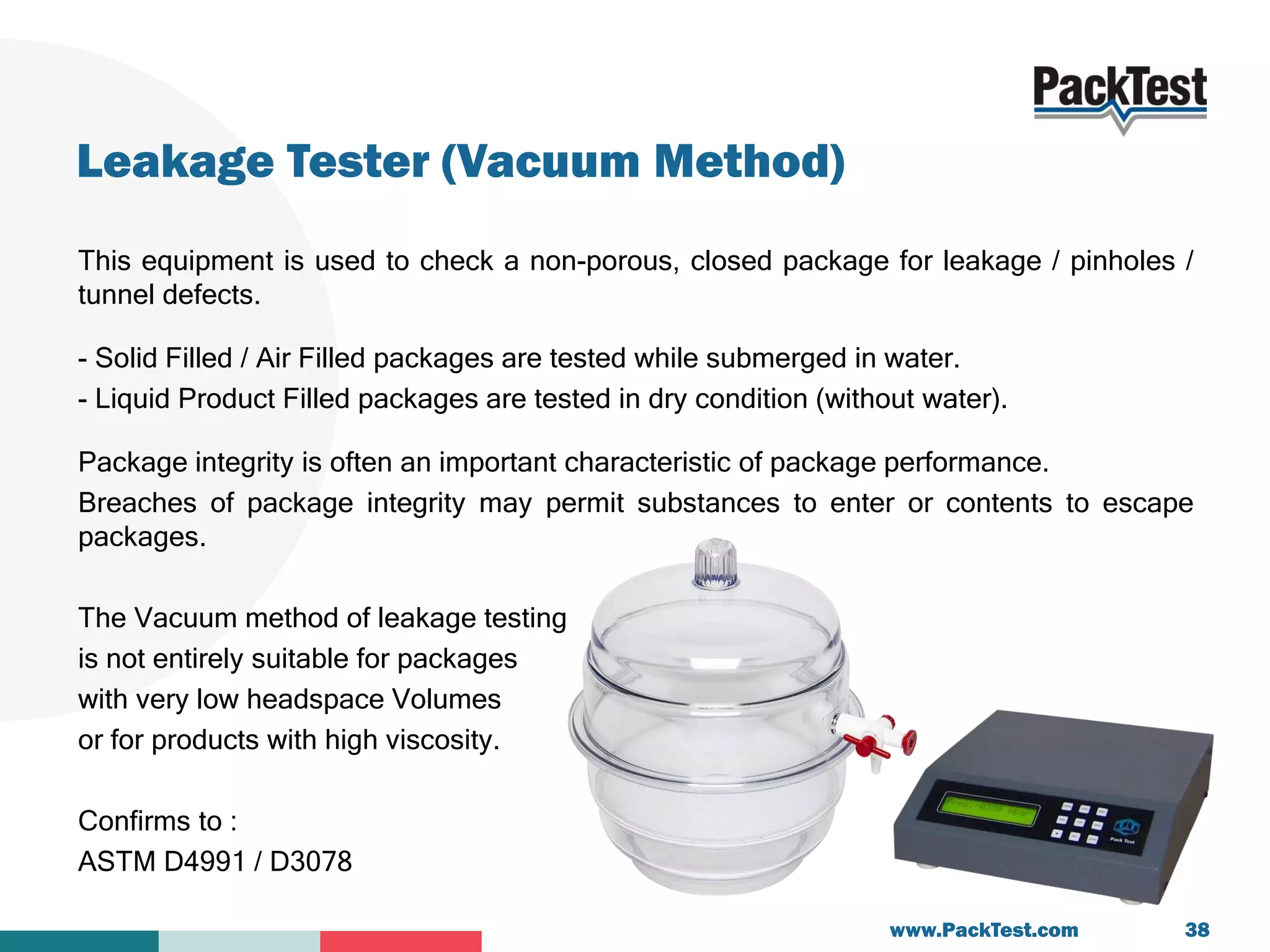 Packaging Testing Equipment / Solutions by PackTest.com