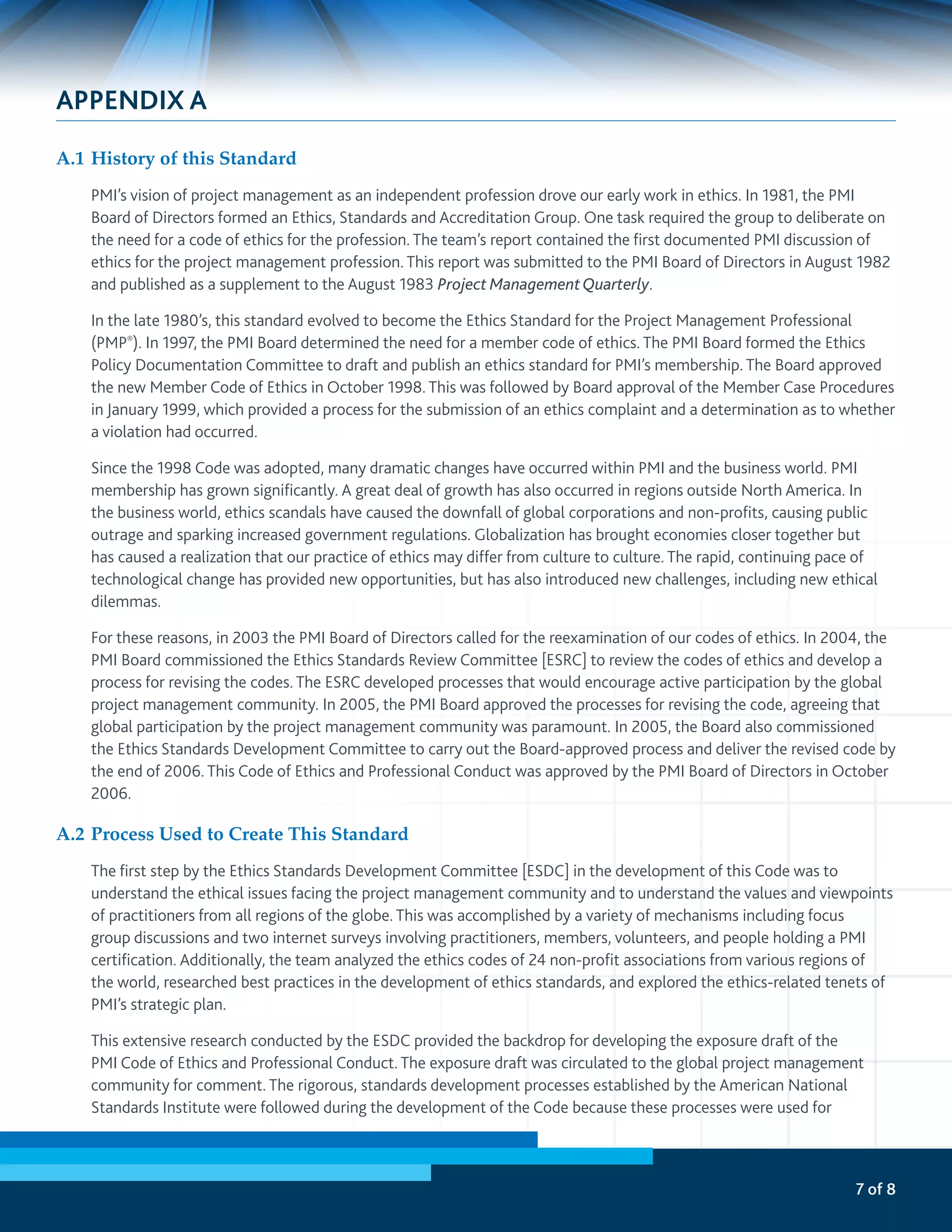 Pmi code of ethics | PDF