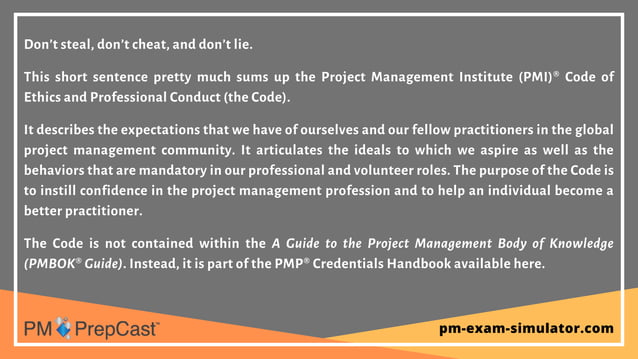 PMI® Code of Ethics and Professional Conduct for PMP® | PDF | Resume ...