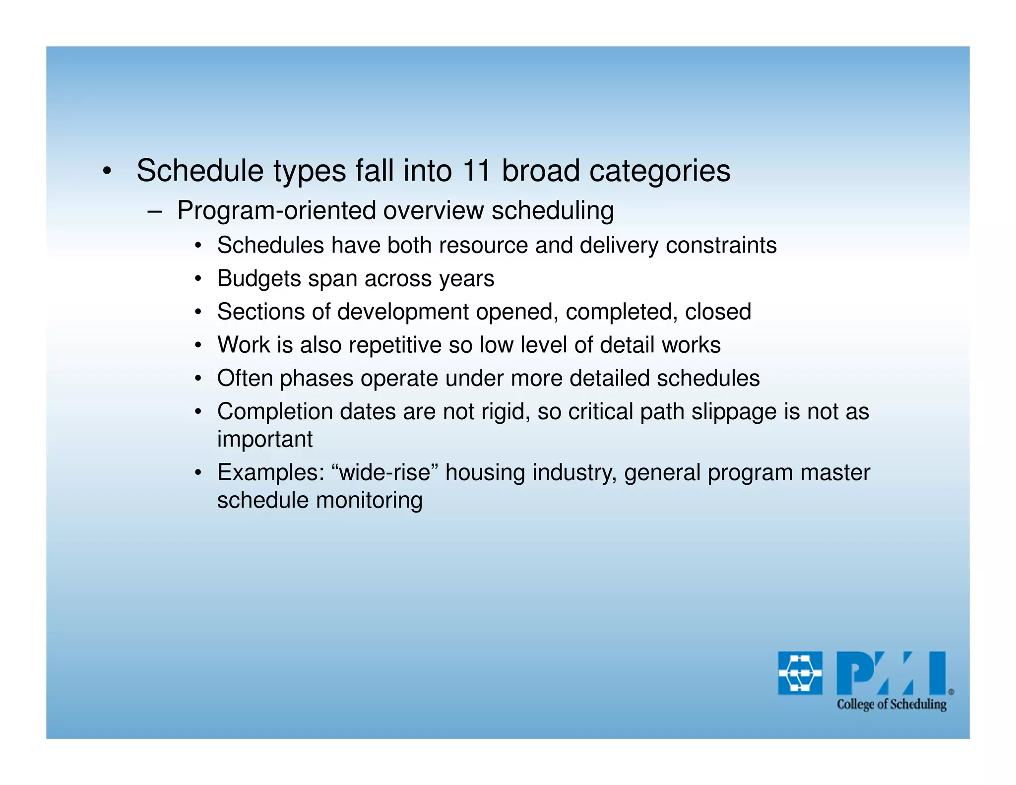 Presentation Classification Of Schedule Types | PPT