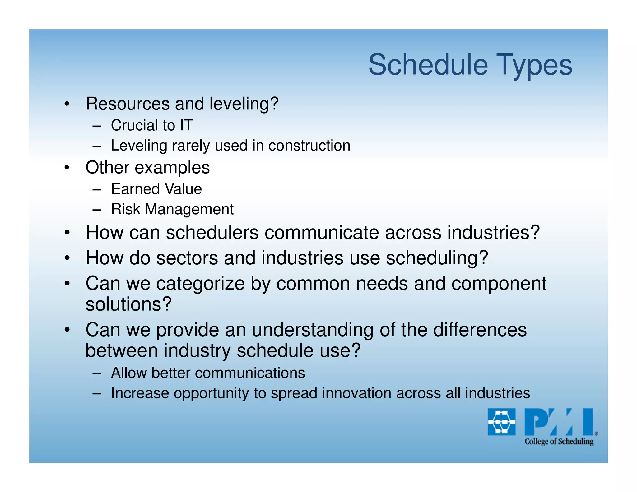 Presentation Classification Of Schedule Types | PPT