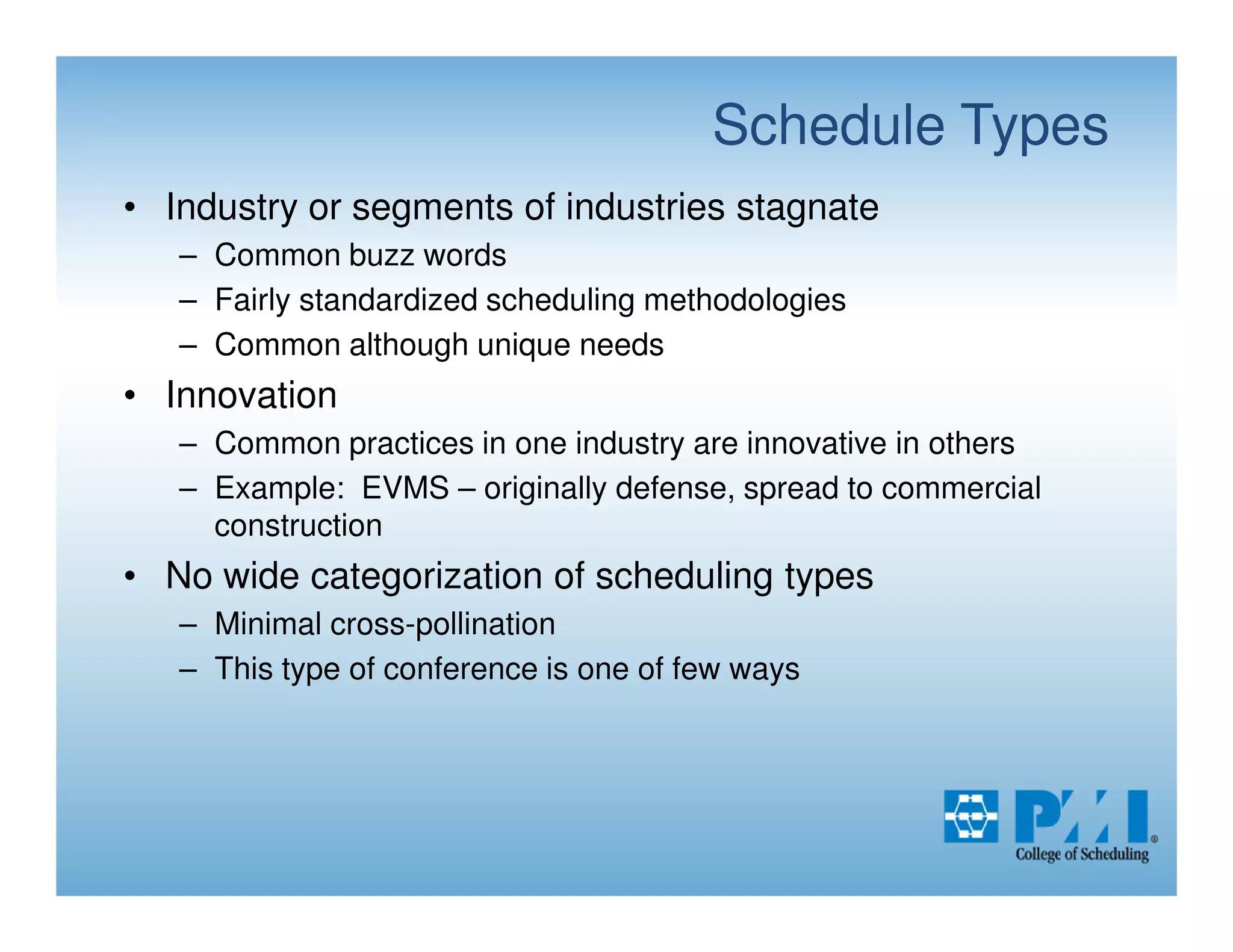 Presentation Classification Of Schedule Types | PPT