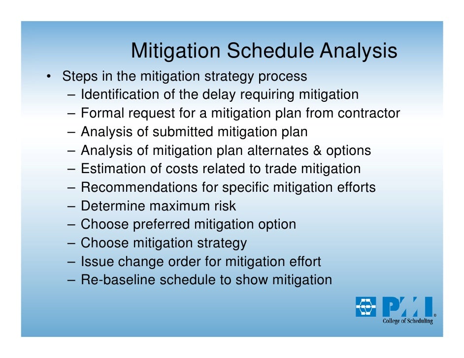 Pmicos 2011 Review And Analysis Of Mitigation Schedules