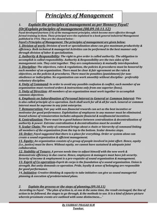 principles of management important questions and answers for b.com ...