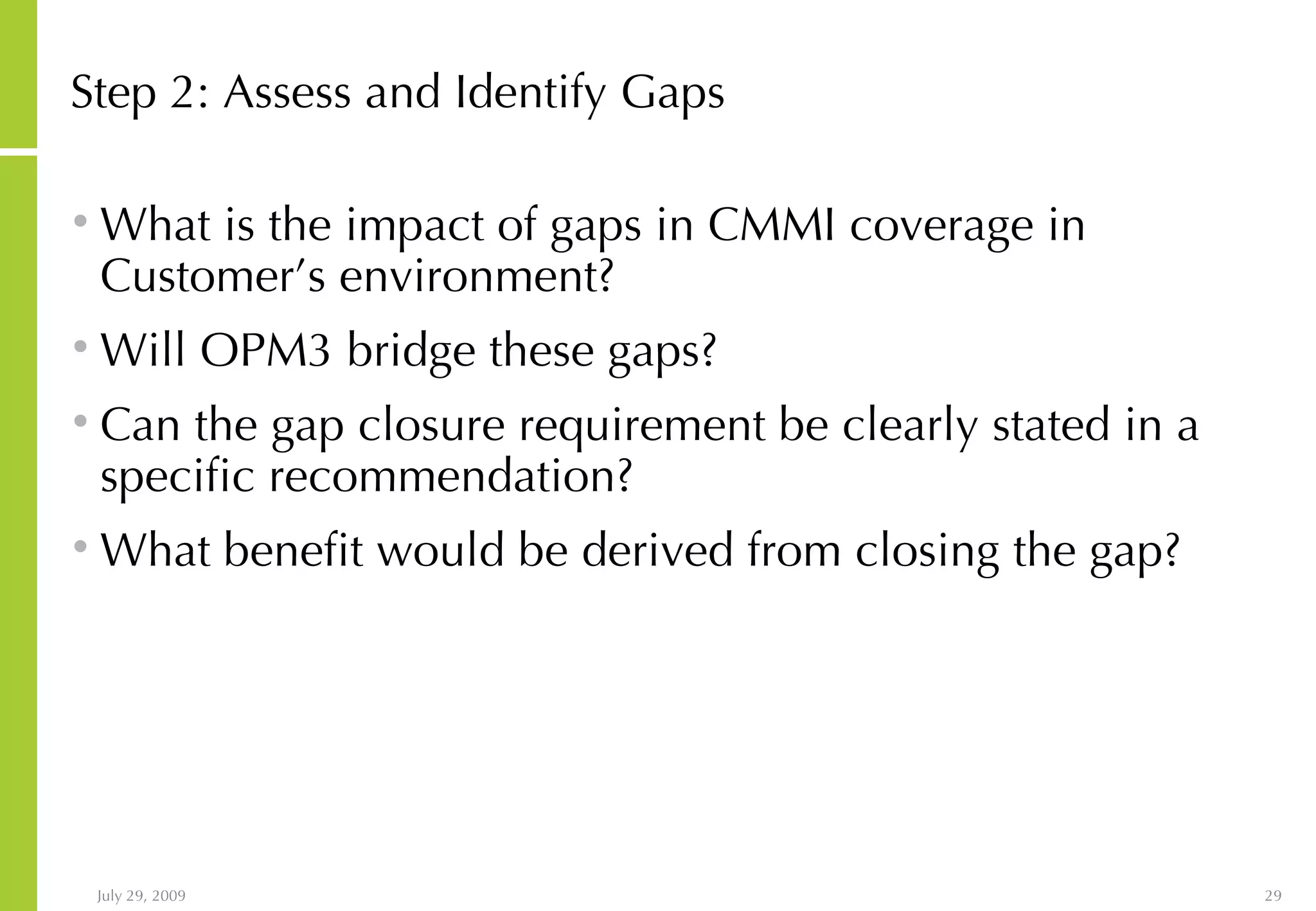 Pmi, Opm3 And Cmmi Assessment Overview | PPT