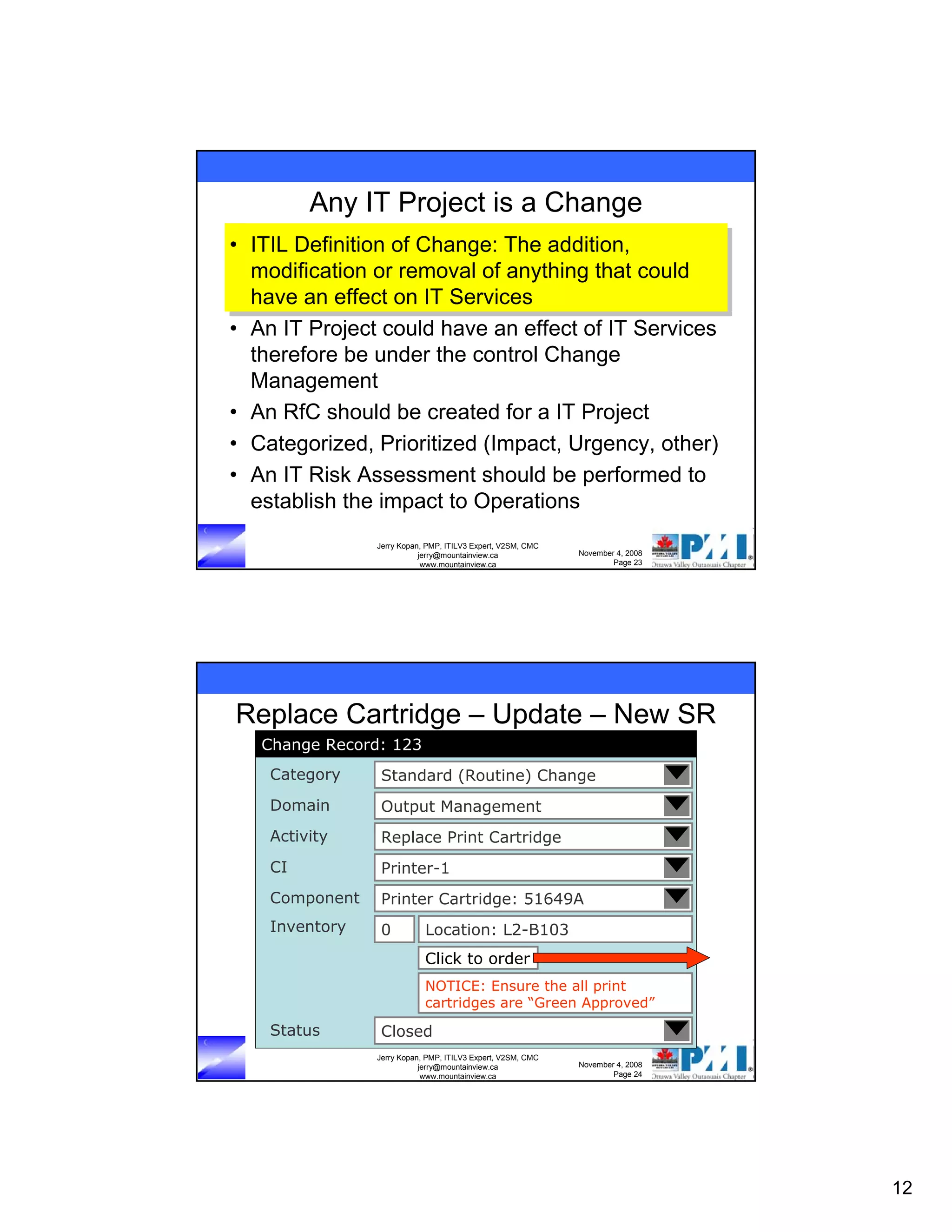 Mountainview ITSM: Reducing Project failure by integrating PMBoK and ITSM | PDF
