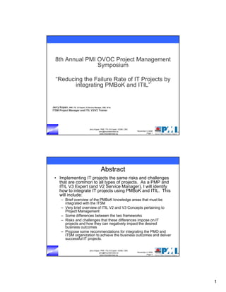 Mountainview ITSM: Reducing Project failure by integrating PMBoK and ...