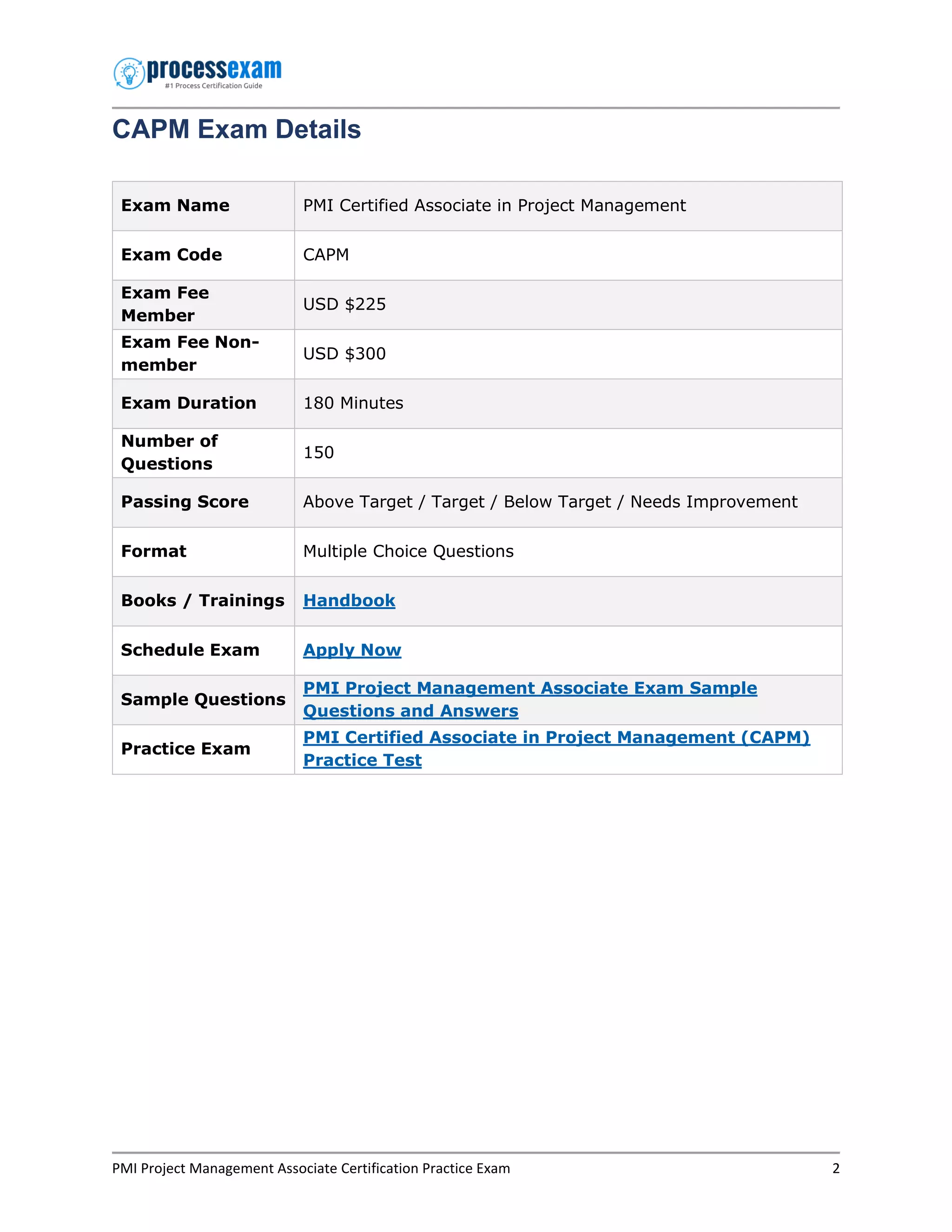 PMI Project Management Associate (CAPM) Certification | Study Guide | PDF