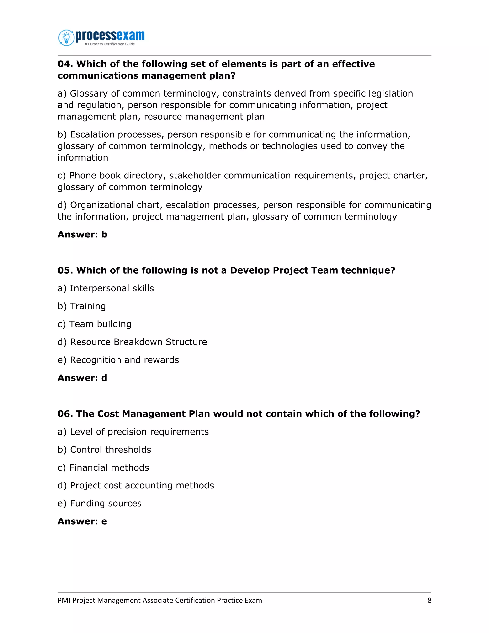 PMI Project Management Associate (CAPM) Certification | Study Guide | PDF