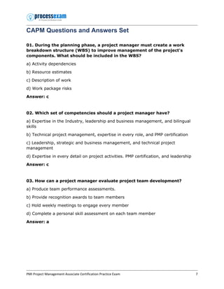 PMI Project Management Associate (CAPM) Certification | Study Guide | PDF