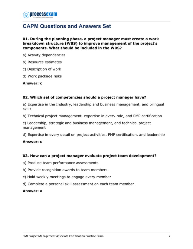 PMI Project Management Associate (CAPM) Certification | Study Guide | PDF | Business | Business ...