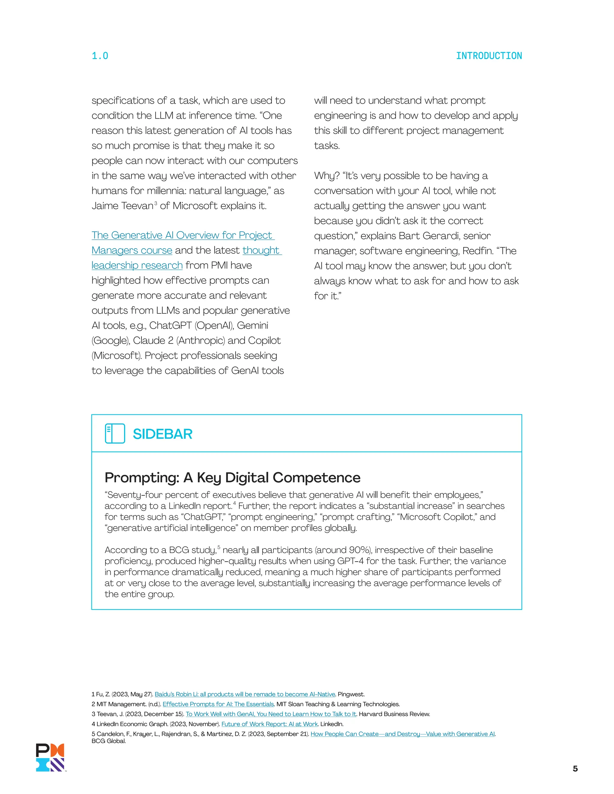 PMI Prompt Engineering | Gen AI Program Management | PDF