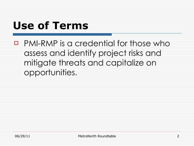 PMI-RMP and Six Sigma | PPT