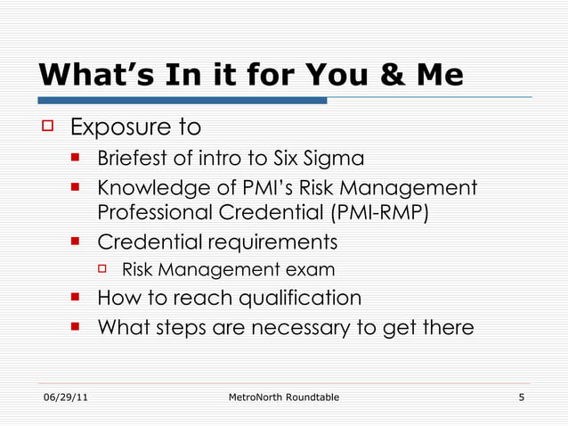 PMI-RMP and Six Sigma | PPT