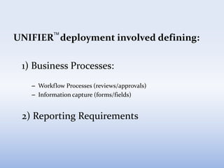 PMIS at City Center - a Unifier Deployment | PPTX