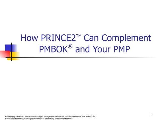 PMBOK® Vs PRINCE2® | PPT | Business Administration | Business