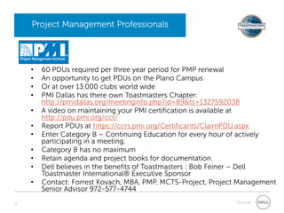 PMI and Toastmasters | PPTX | Business Administration | Business