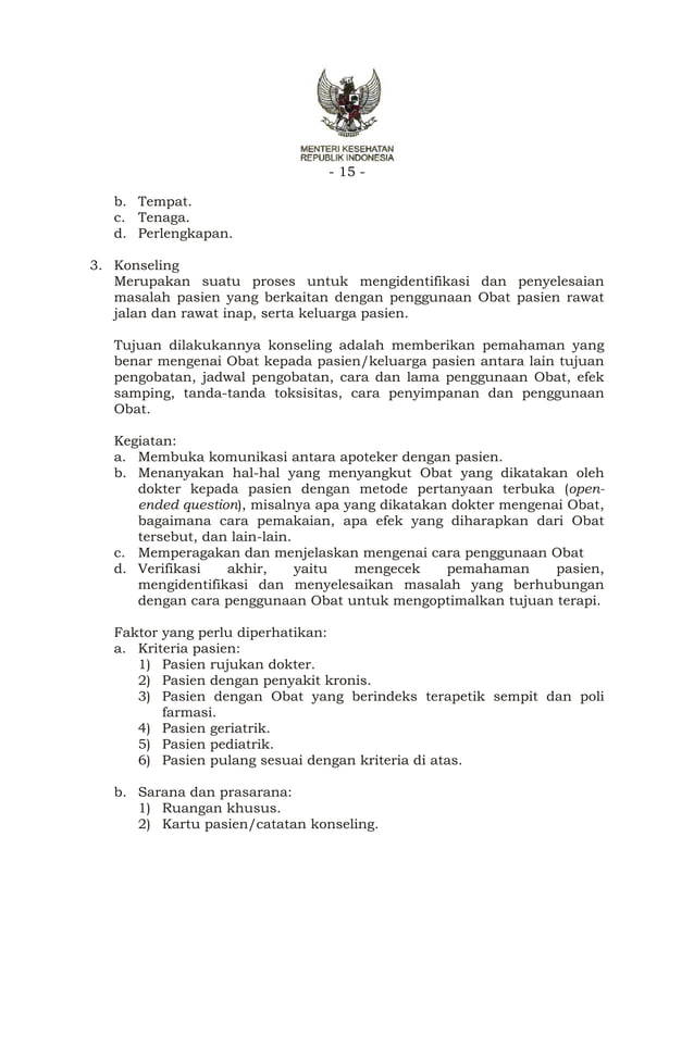 Permenkes RI no. 30 Tahun 2014 tentang Standar Pelayanan Kefarmasian di ...