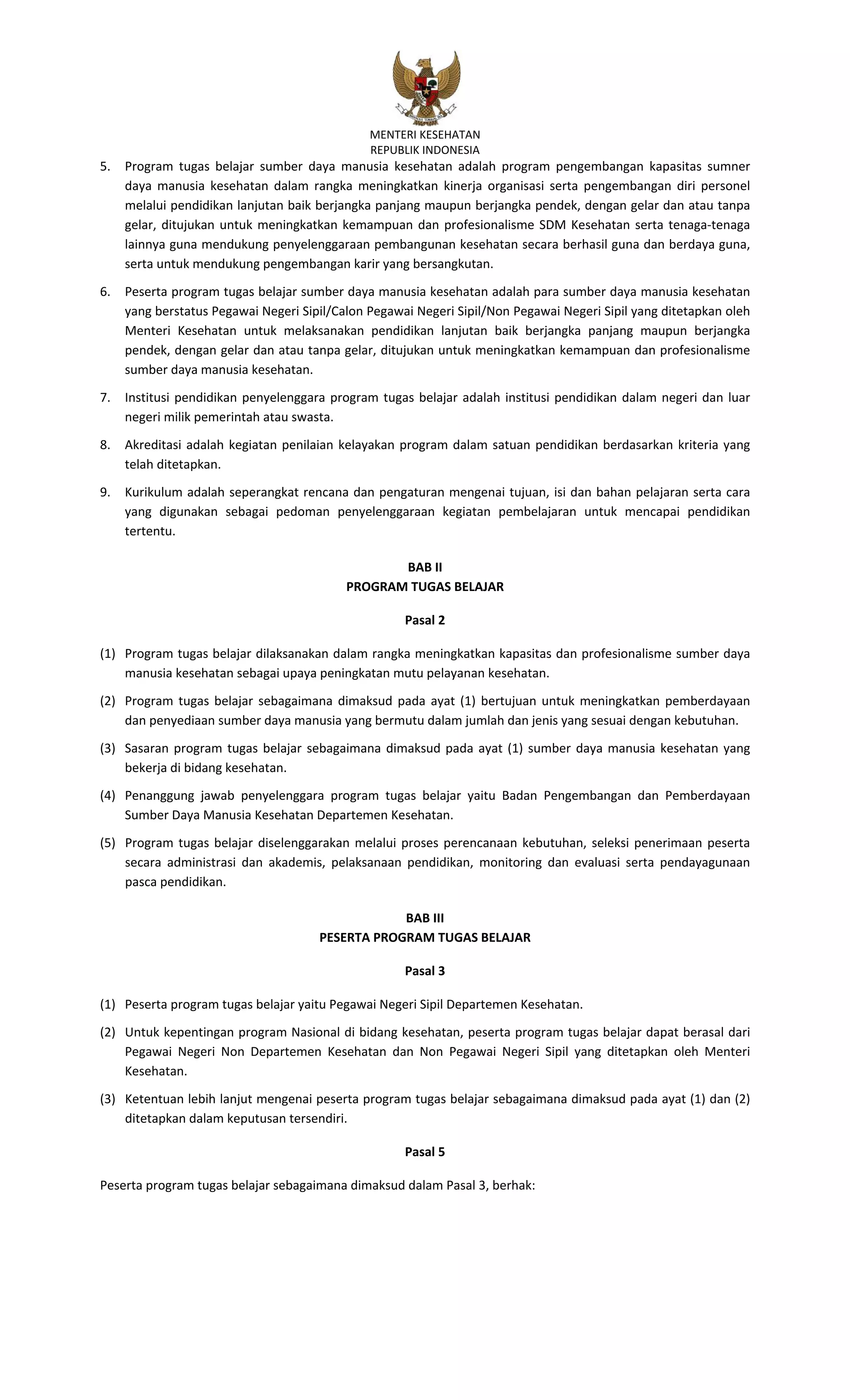 Pmk no. 541_ttg_program_tugas_belajar_sdm_kesehatan_depkes_ri | PDF