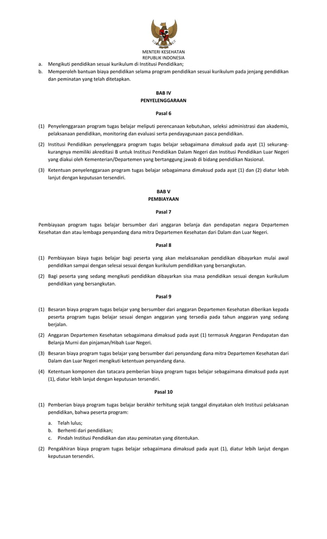 Pmk no. 541_ttg_program_tugas_belajar_sdm_kesehatan_depkes_ri | PDF