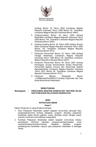 Pmk no. 1787_th_2010_iklan_dan_publikasi_pelayanan_kesehatan | PDF