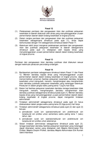 Pmk no. 1787_th_2010_iklan_dan_publikasi_pelayanan_kesehatan | PDF