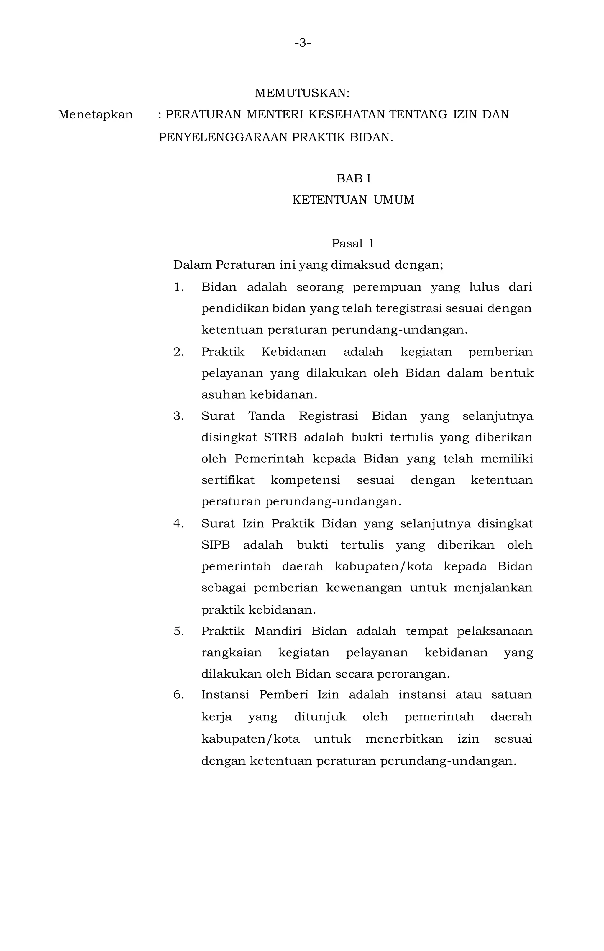 Pmk no. 28 ttg izin dan penyelenggaraan praktik bidan | DOC