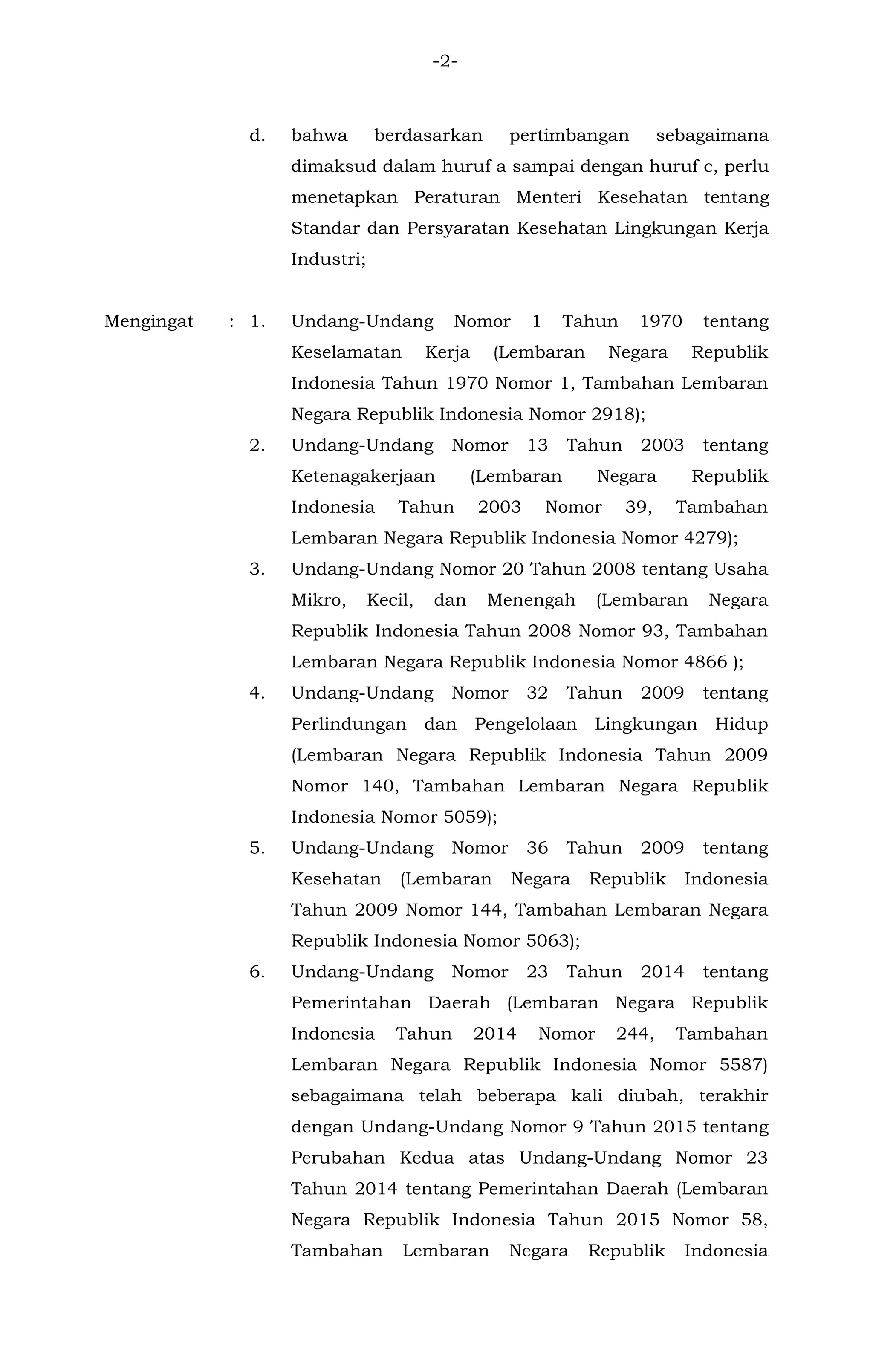 PMK no. 70_Tentang Standar Kesehatan Lingkungan Kerja Industri | PDF