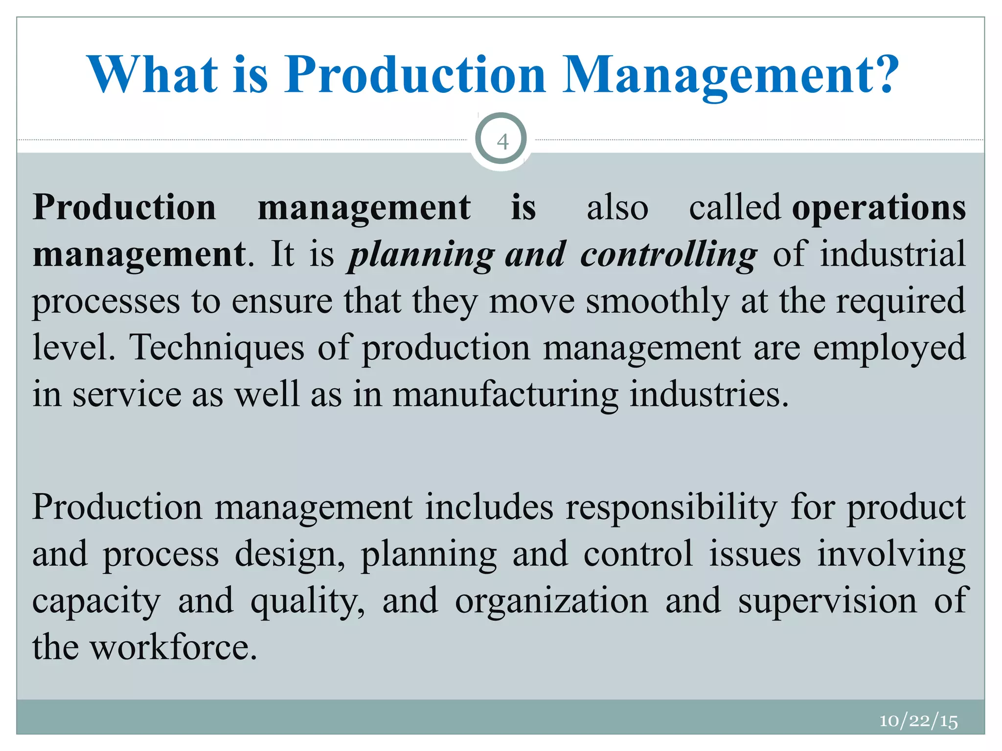 Production Managment | PPT | Mechanical and Industrial Engineering ...