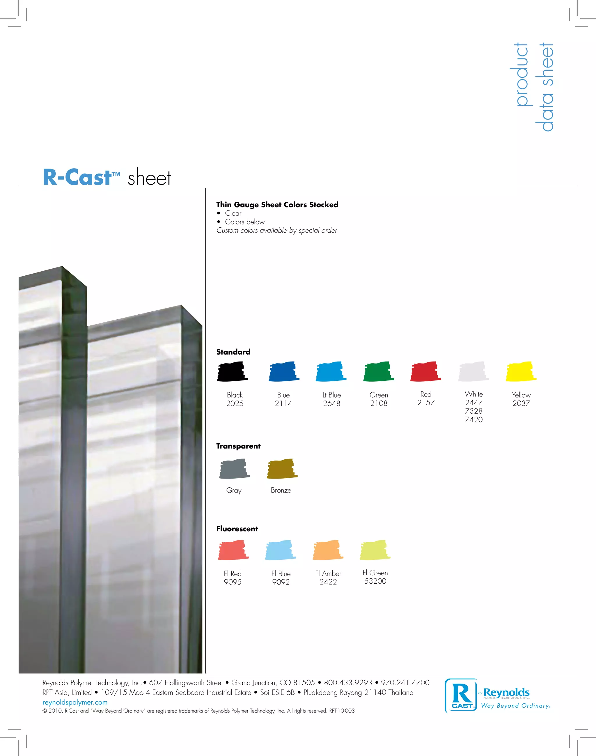 Pmma cast acrylic properties data sheet reynolds polimer | PDF