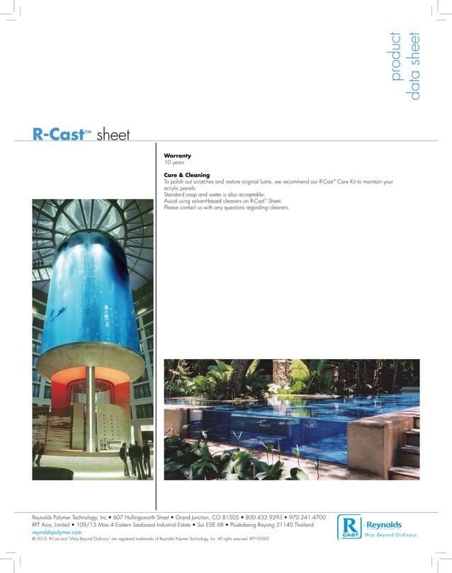 Pmma cast acrylic properties data sheet reynolds polimer | PDF | Skin ...