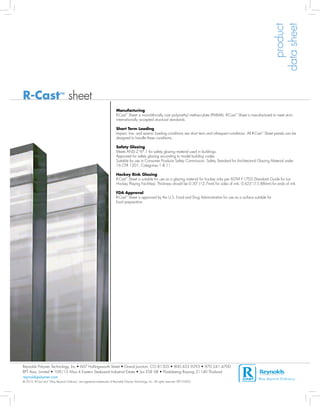 Pmma cast acrylic properties data sheet reynolds polimer | PDF | Skin ...