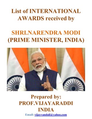 PM Mr. Narendra Modi International Awards | PPTX