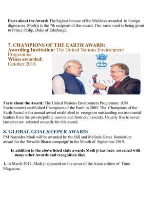 PM Mr. Narendra Modi International Awards | PPTX