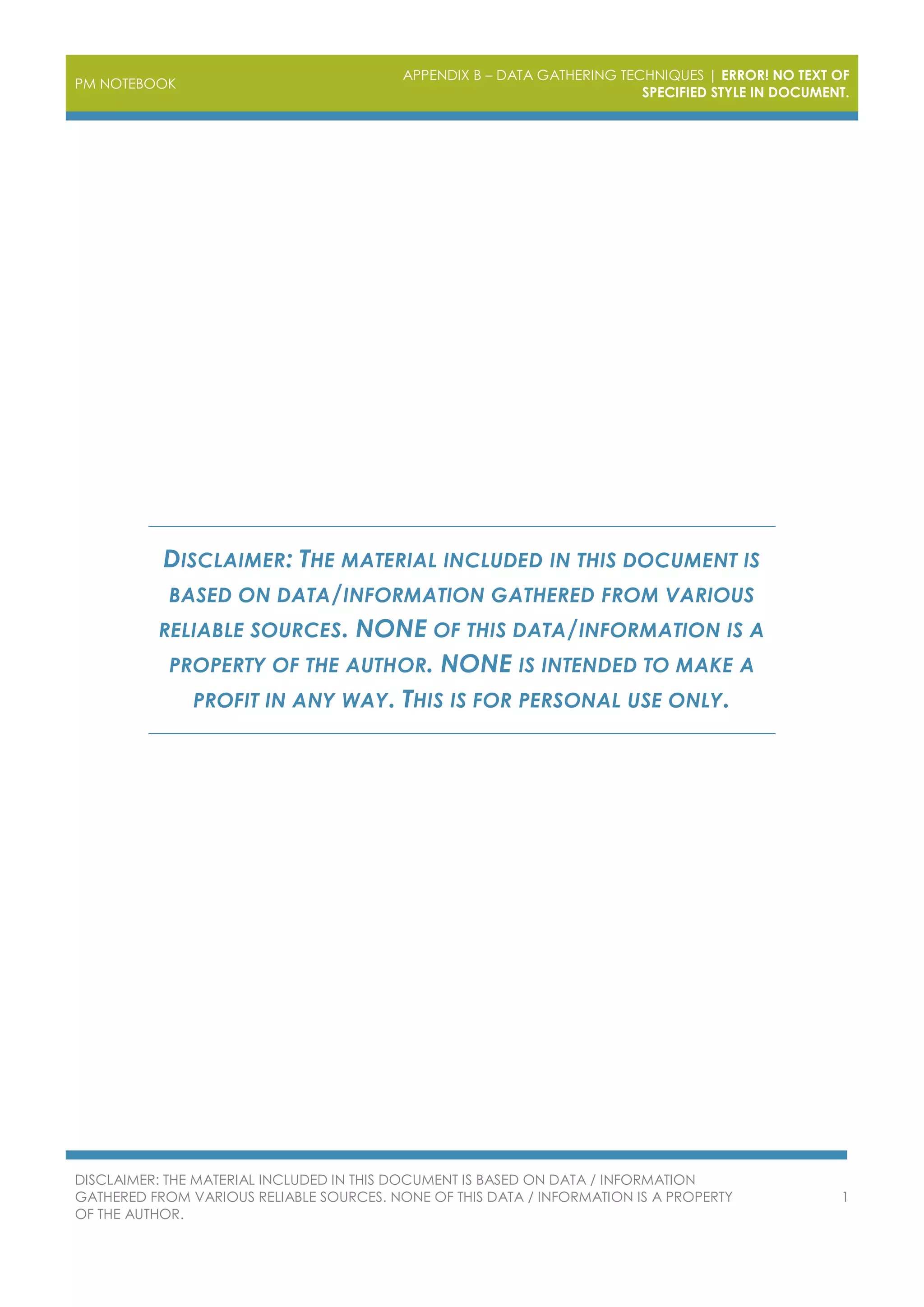 PM Notebook - Appendix B - Data Gathering Techniques | PDF
