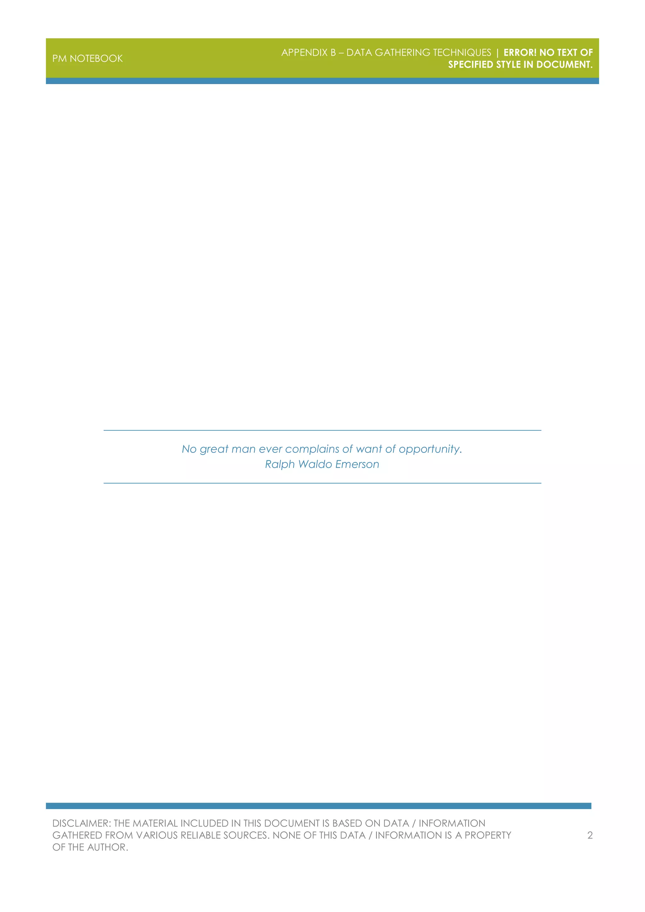 PM Notebook - Appendix B - Data Gathering Techniques | PDF