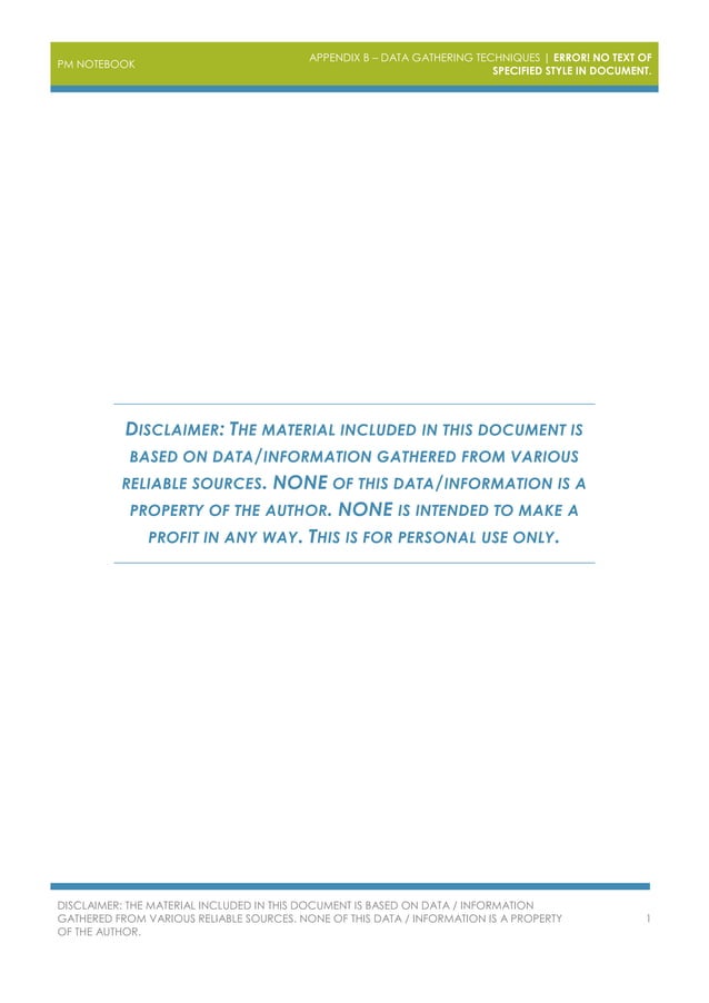PM Notebook - Appendix B - Data Gathering Techniques | PDF