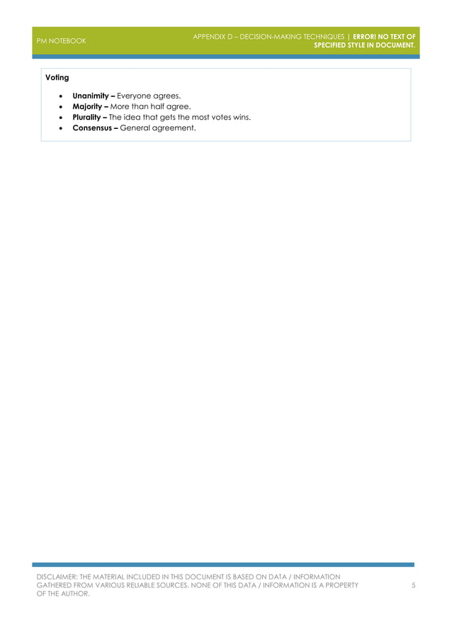 PM Notebook - Appendix D - Decision-Making Techniques | PDF