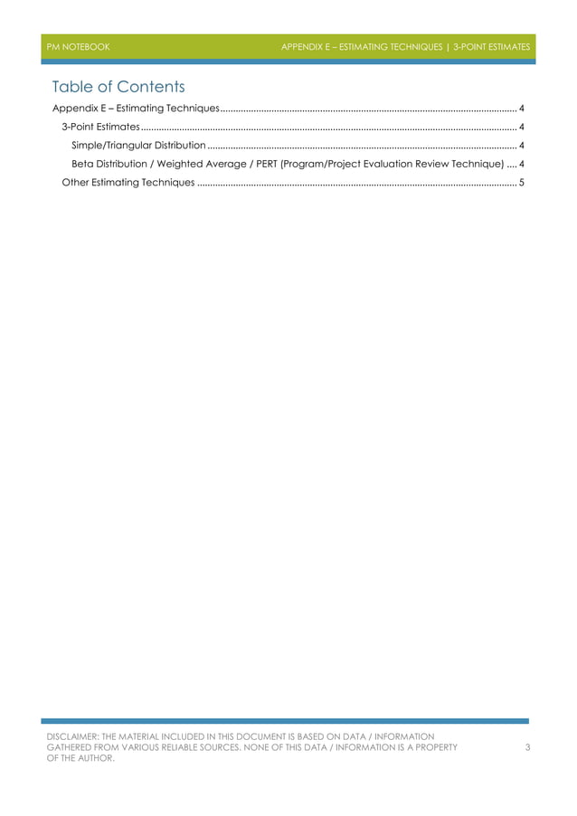 PM Notebook - Appendix E - Estimating Techniques | PDF