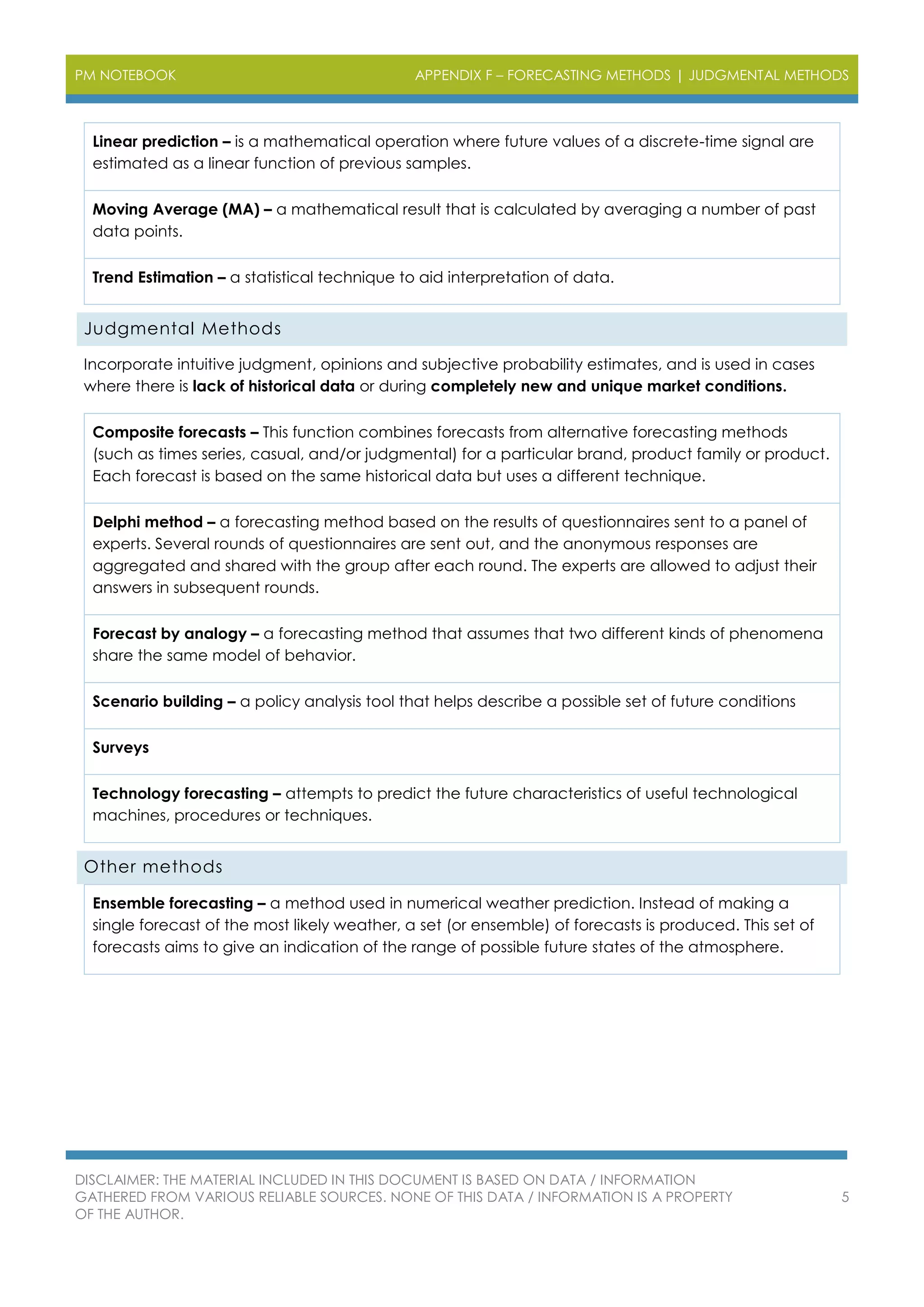 PM Notebook - Appendix F - Forecasting Methods | PDF | Business ...